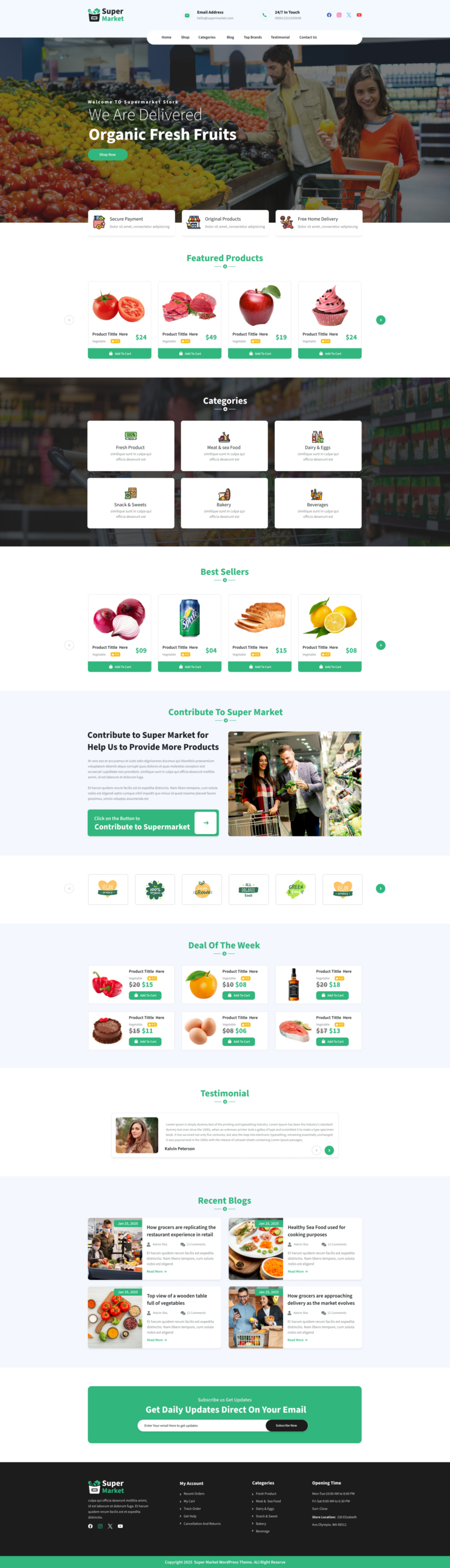 Supermarket Wordpress Theme For Grocery Chains & Eco Stores
